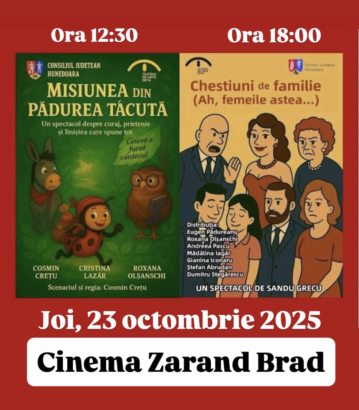 Zi plină de teatru la Cinema Zarand Brad – cu Teatrul de Artă Deva ...